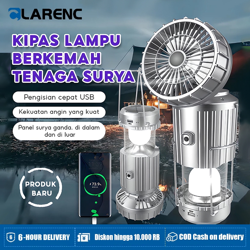 Jual Lampu Emergency Camping LED Kipas Lampu Solar 2 In 1 Lampu ...