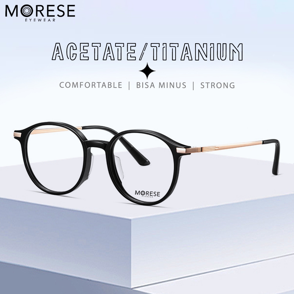 Jual Morese Frame Kacamata Lensa Plano Simple Bahan Acetate+Titanium ...