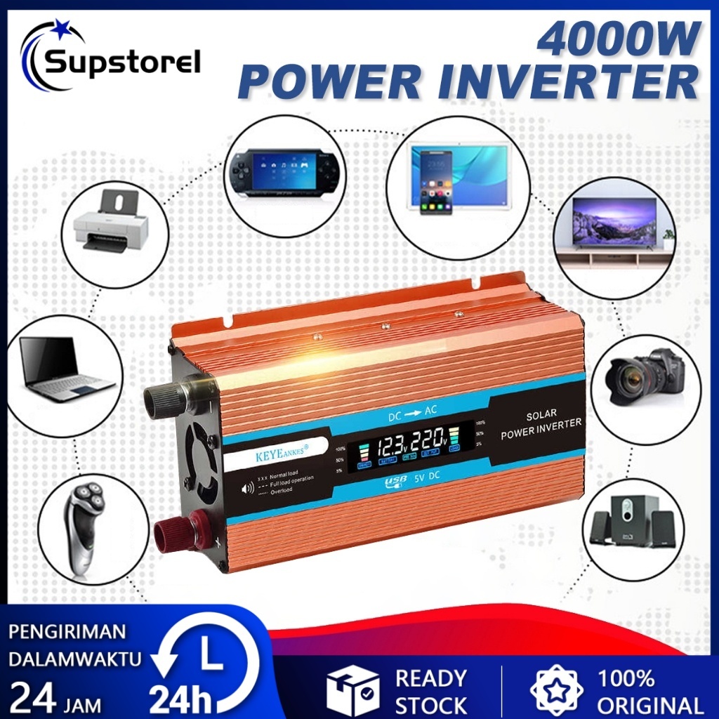 Jual Power Inverter Mobil 4000W DC 12V ke AC 220V Listrik PLN di Mobil ...
