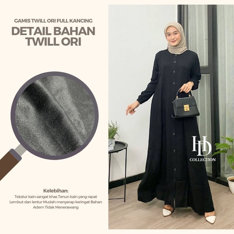 Jual Gamis Wanita Polos Full Kancing Matt Twill Ori Premium Amanda Best ...