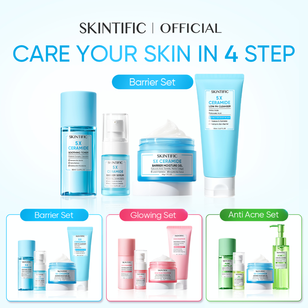 Jual [SKINTIFIC CERTIFIED] 4PCS Paket Skincare Set | Low pH Cleanser ...