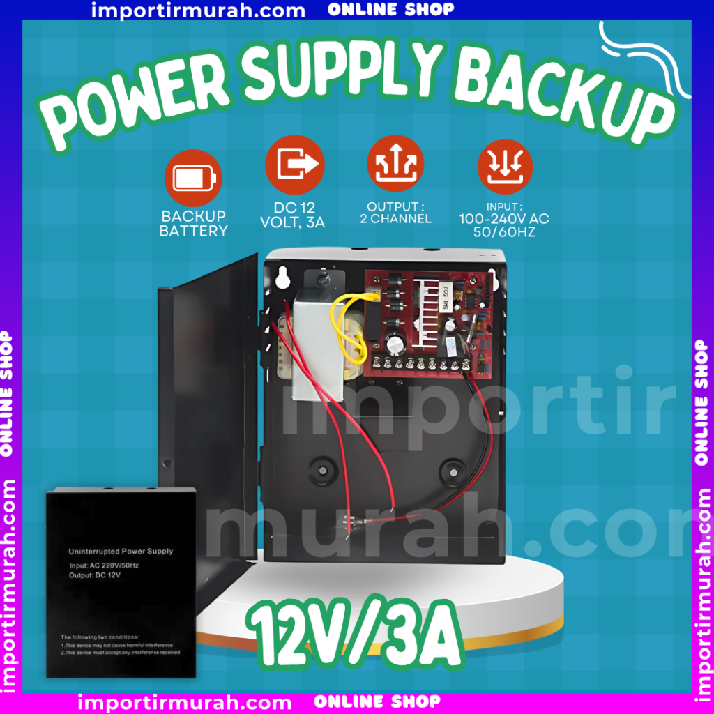 Jual POWER SUPPLY BACK UP BOX Access Control 12v 3A 2 channel | Shopee ...