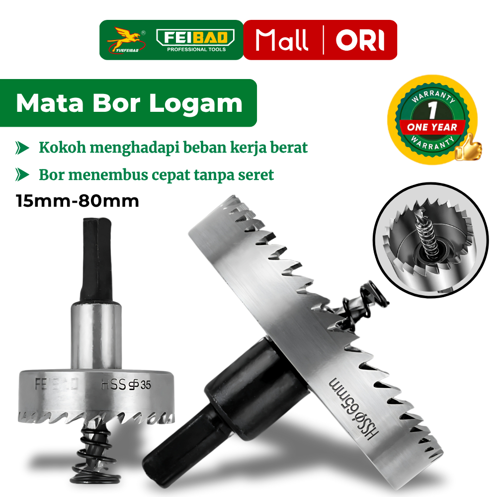 Jual Feibao Mata bor 15mm-80mm Gergaji Lubang Logam /Pengebor Alumunium ...