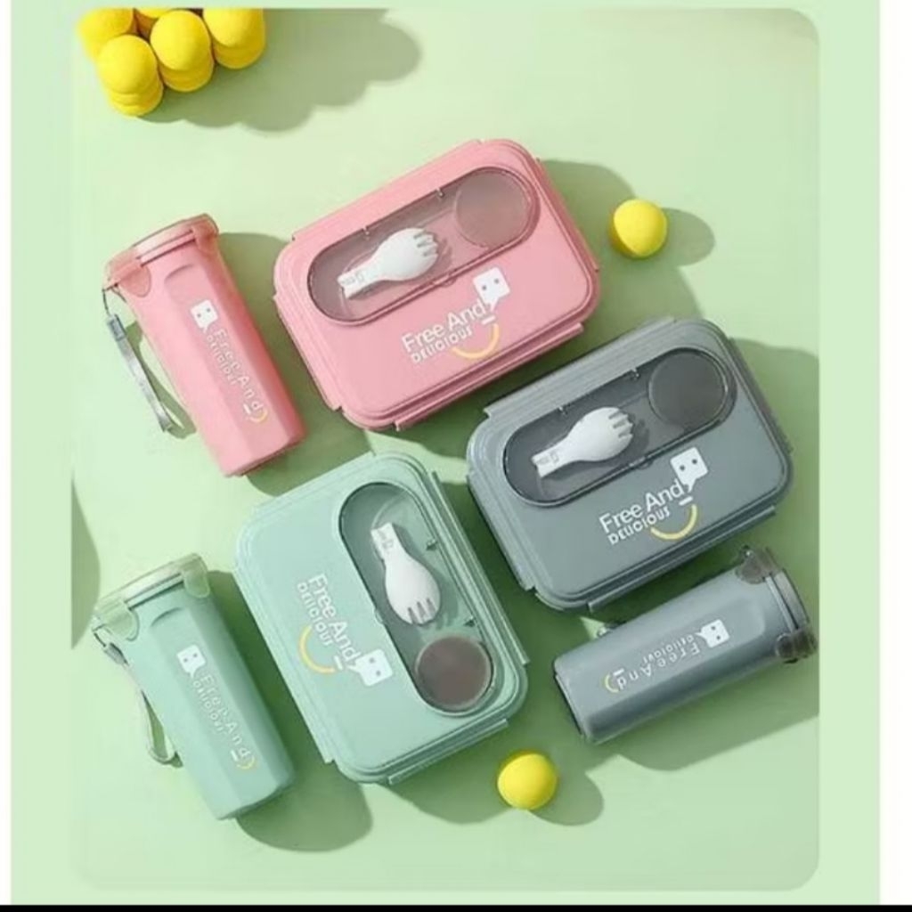 Jual Lunch Box Set Botol Minum 4 Sekat + Botol Minum 500ML KX-6135 ...