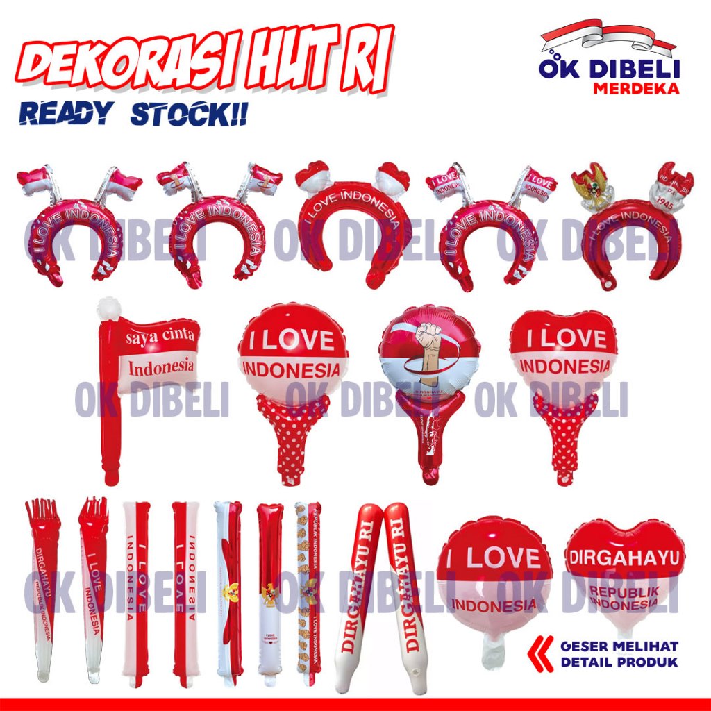 Jual Balon merah putih bando tepuk pentungan dirgahayu RI / Aksesoris ...
