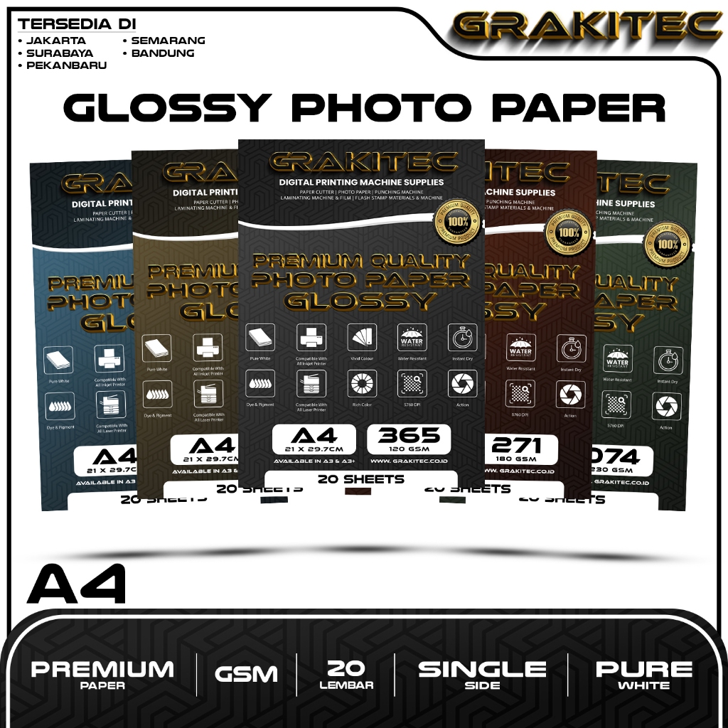 Jual Kertas Foto Glossy A4 - GRAKITEC Premium Photo Glossy Paper A4 260 ...