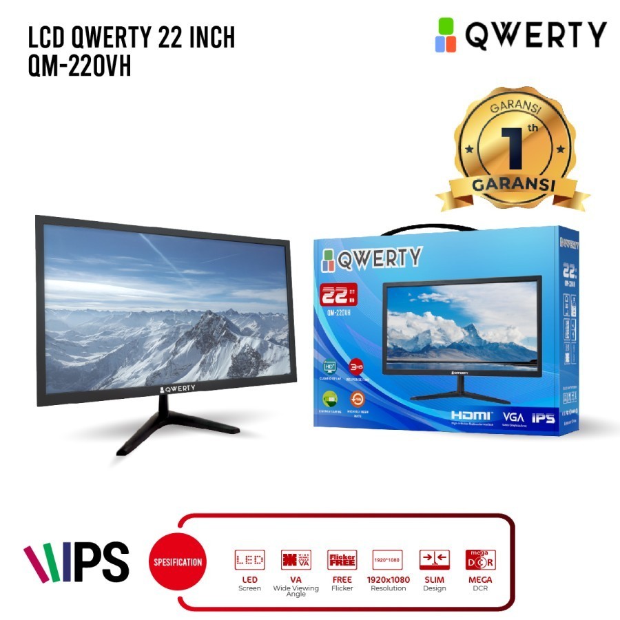 Jual MONITOR QWERTY LED QM-220VH 22 inch LCD 22 HDMI 3ms DISPLAY IPS ...