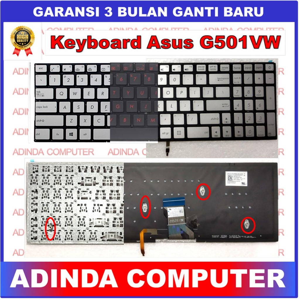 Jual Keyboard Asus ROG G501 G501J G501JW G501VW Silver Backlight ...