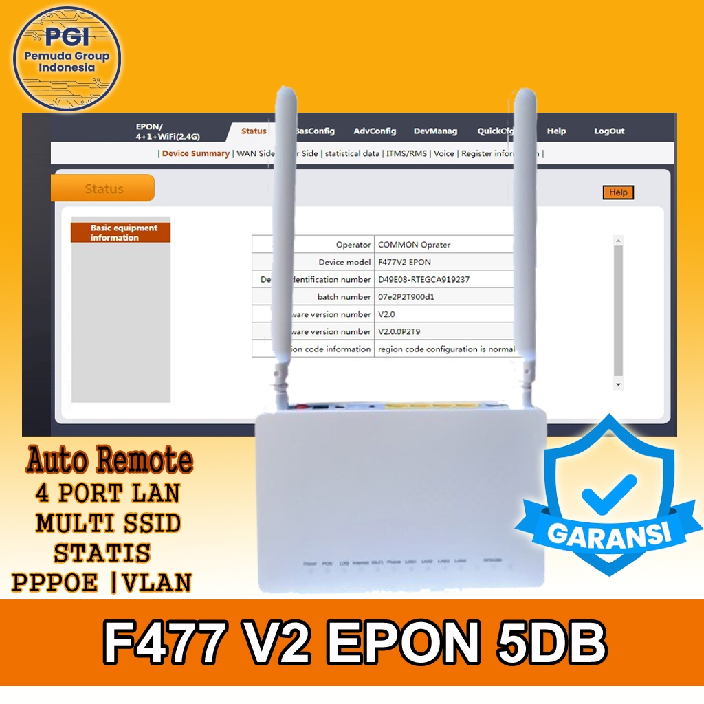 Jual [BIG SALE] ZTE F477 v2 Epon 5db onu ont bukan F460 F450 unit only ...