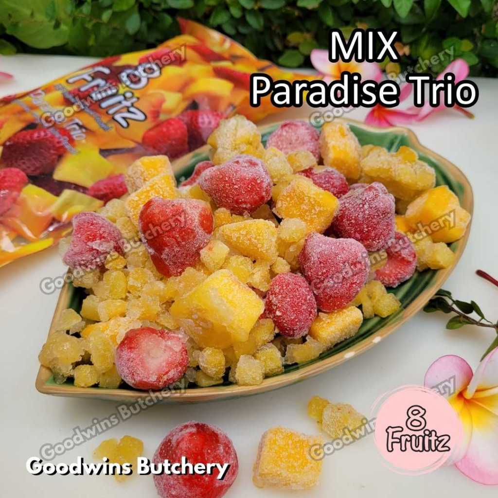 Jual Frozen fruit IQF PARADISE TRIO MIX Strawberry Mango Peach 8 Fruitz ...