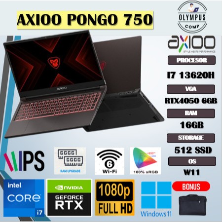 Jual AXIOO PONGO 750 I7 13620H RTX4050 6GB/ 16GB 512GB 15.6FHD 144HZ ...