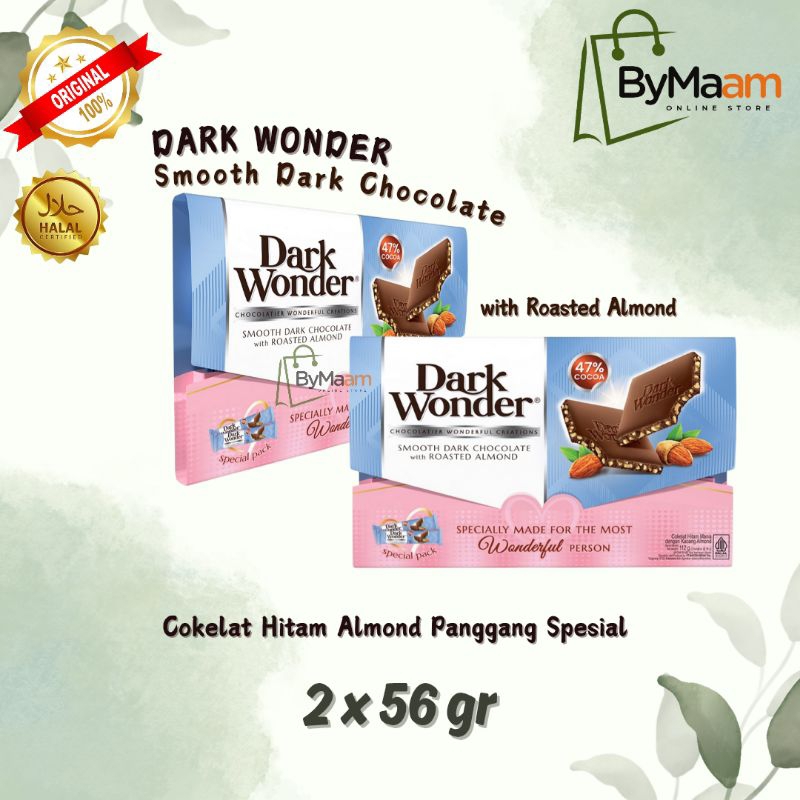 Jual Dark Wonder Smooth Dark Chocolate with Roasted Almond Special Pack 2 x 56g | Cokelat Hitam ...
