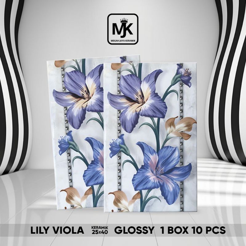 Jual Keramik Dinding Glossy Lily Viola 25 x 40 | Shopee Indonesia