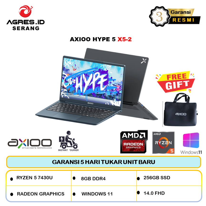 Jual Axioo Hype 5 AMD X5-2 Ryzen 5 7430 8GB 256GB14.0FHD IPS | Shopee ...