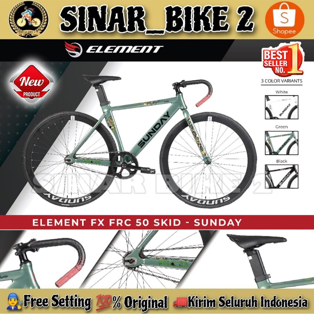Jual Sepeda Fixie ELEMENT FX FRC 50 SKID - SUNDAY 700C REM DOLTRAP ...
