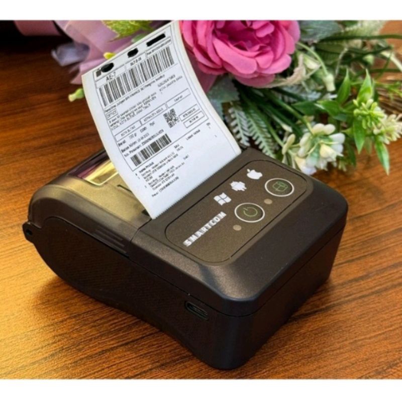 Jual SMARTCOM ~ MINI PRINTER THERMAL BLUETOOTH V2 58MM Cetak Resi Alamat Nota Bon PPOB Barcode ...