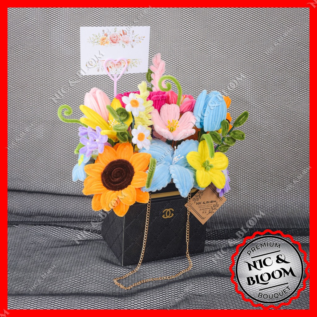 Jual Korean Bloom Box Tas XL Premium Buket Bunga Kawat Bulu Pipe ...