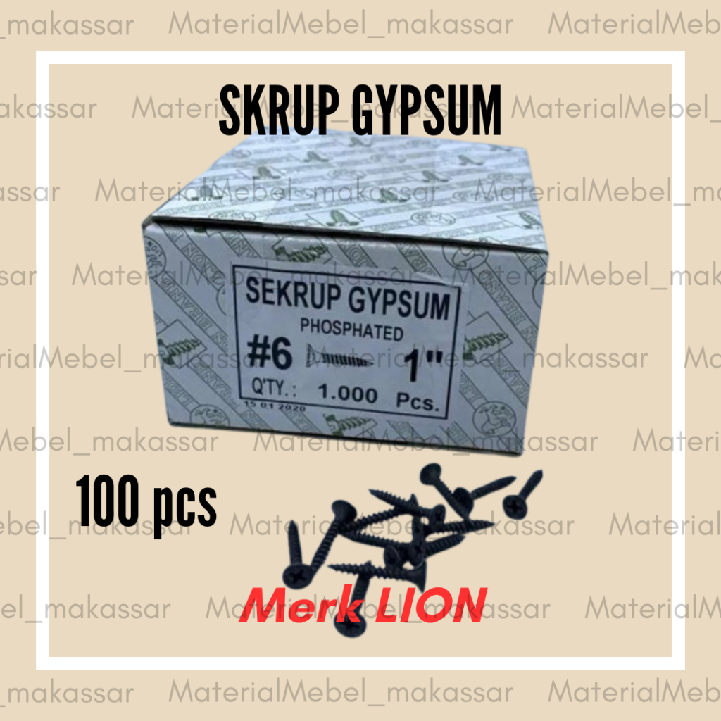 Jual *100pcs* Skrup Gypsum / Skrup Plafon PVC / Skrup Hitam / Skrup ...
