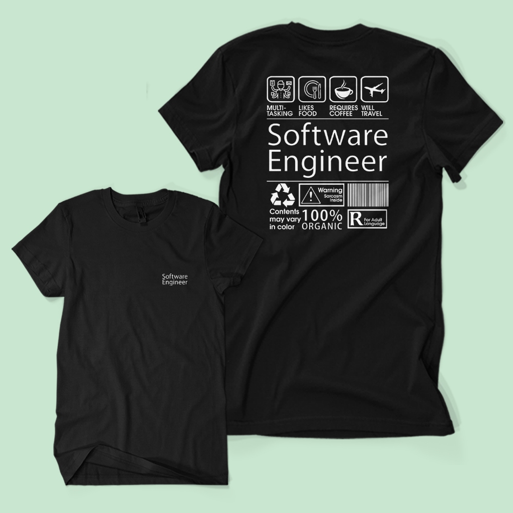 Jual Kaos Distro Premium SOFTWARE ENGINEER - Baju Tulisan Kata Kata Profesi Teknik Perangkat ...