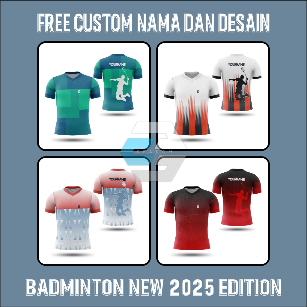 Jual Baju Kaos Jersey Badminton Bulutangkis Olahraga New Edition 2025 VERSI 2 Pria Custom ...