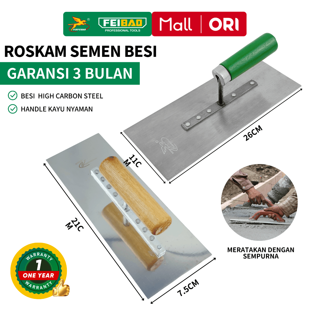 Jual Feibao Roskam / Raskam Besi / Steel Trowel 8-10 Inch / 215mm x ...