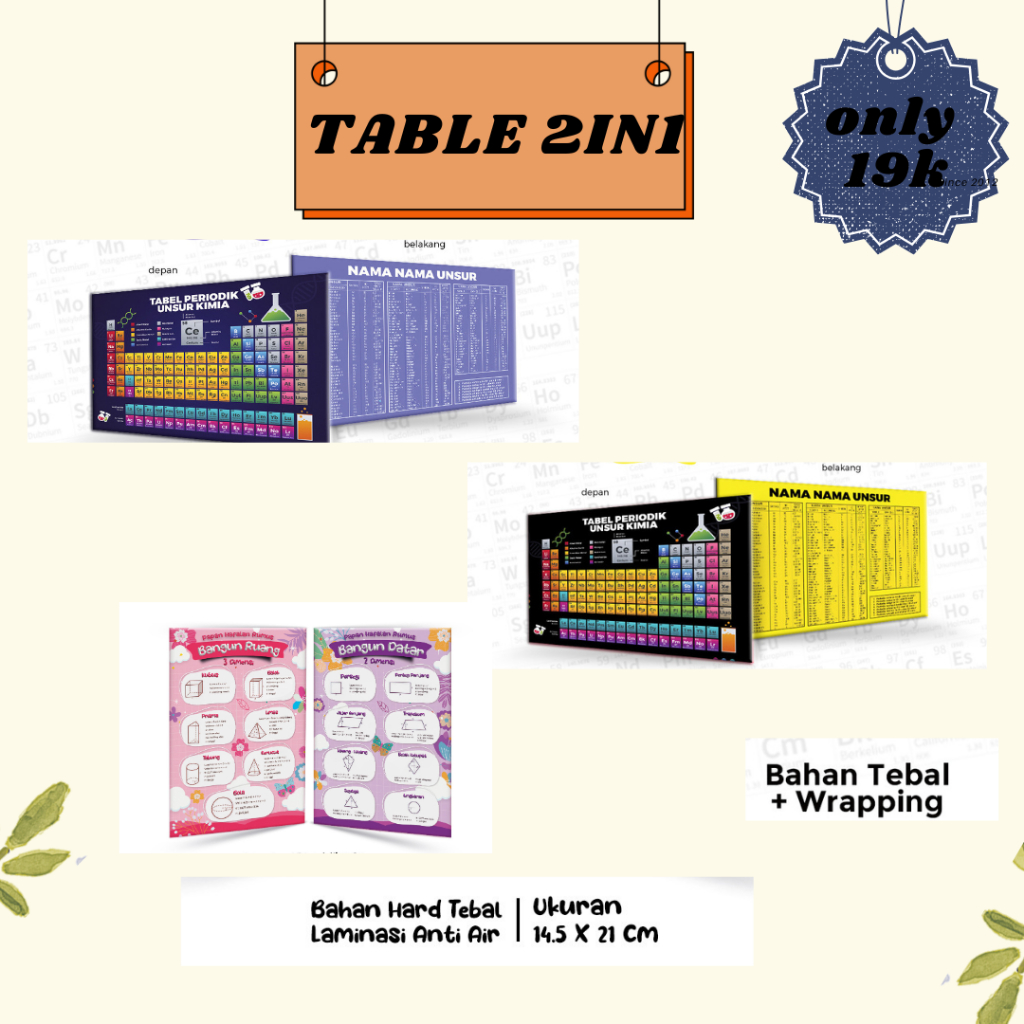 Jual GBM - Kumpulan Table 2 in 1, Dua Unsur Kimia & satu Table Bangun ...