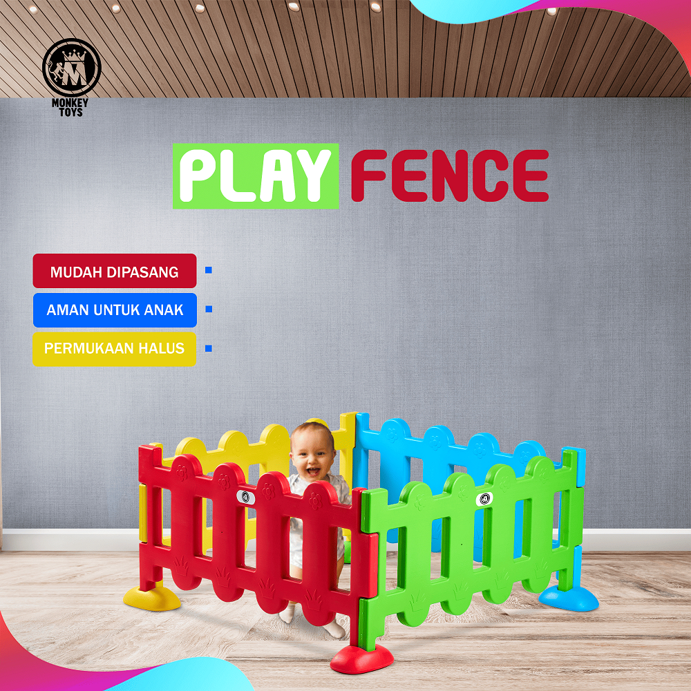 Jual MMonkeyToys Playfence Pagar Anak Colourful Colourful Playfence ...