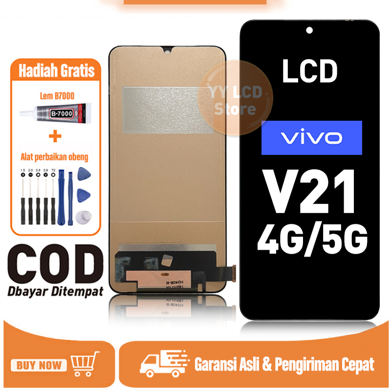 Jual LCD VIVO V21 4G 5G Original COD TOUCHSCREEN Fullset Crown Murah Compatible For Glass Touch ...