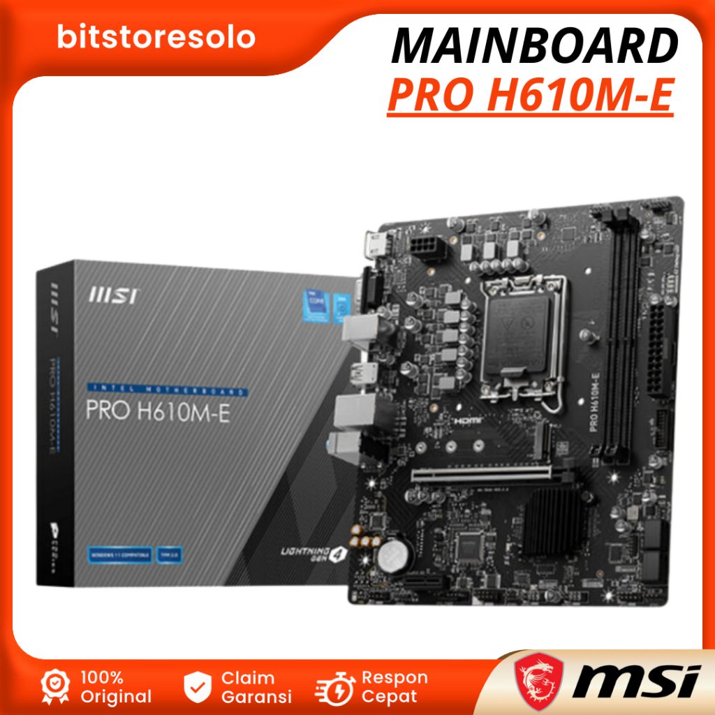 Jual Motherboard Mainboard Mobo MSI PRO H610M-E LGA1700 DDR5 USB 3.2 ...