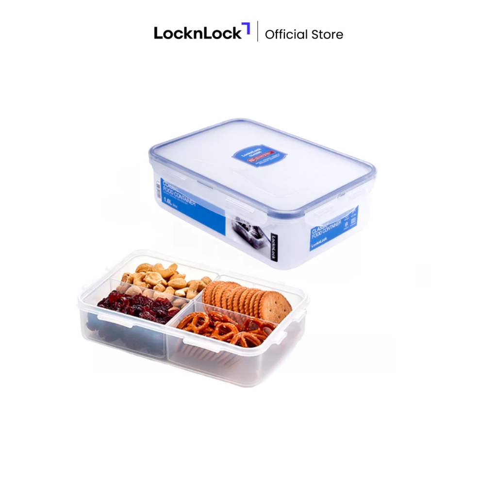 Jual LocknLock Classic Kotak Makan Rectangular Short 1.6L With Divider - HPL824C | Shopee Indonesia