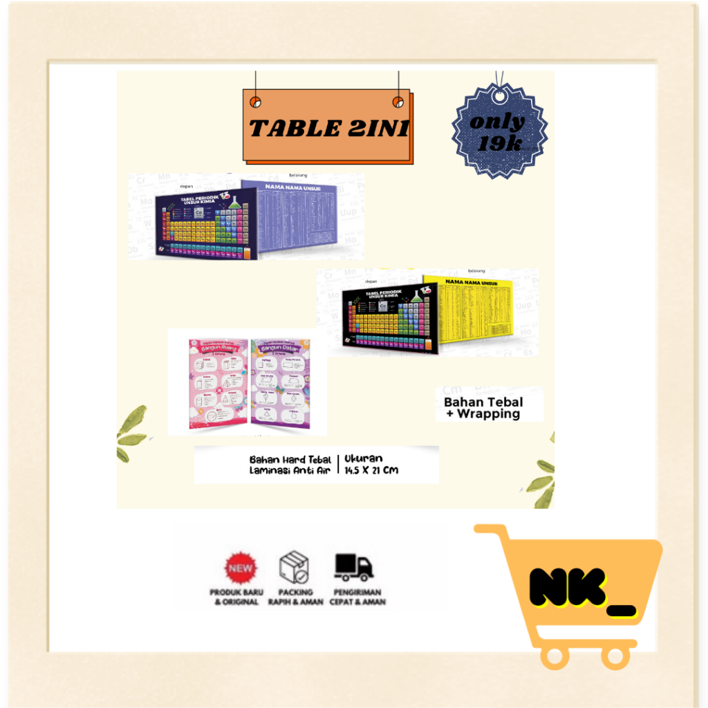 Jual NK - Kumpulan Table 2 in 1, Dua Unsur Kimia & satu Table Bangun ...