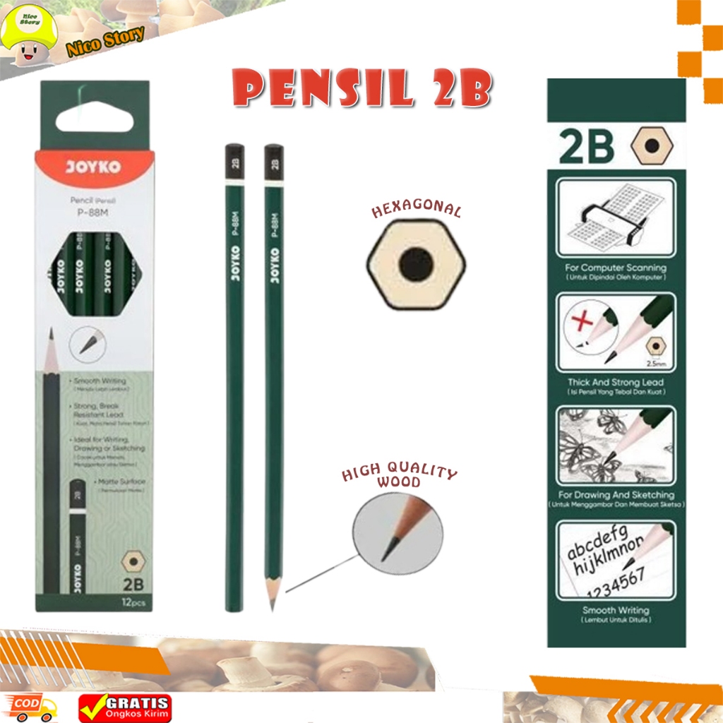 Jual (ncs) Pensil 2B Pencil Joyko P-88M 2 B ecer 1 Pcs | Shopee Indonesia