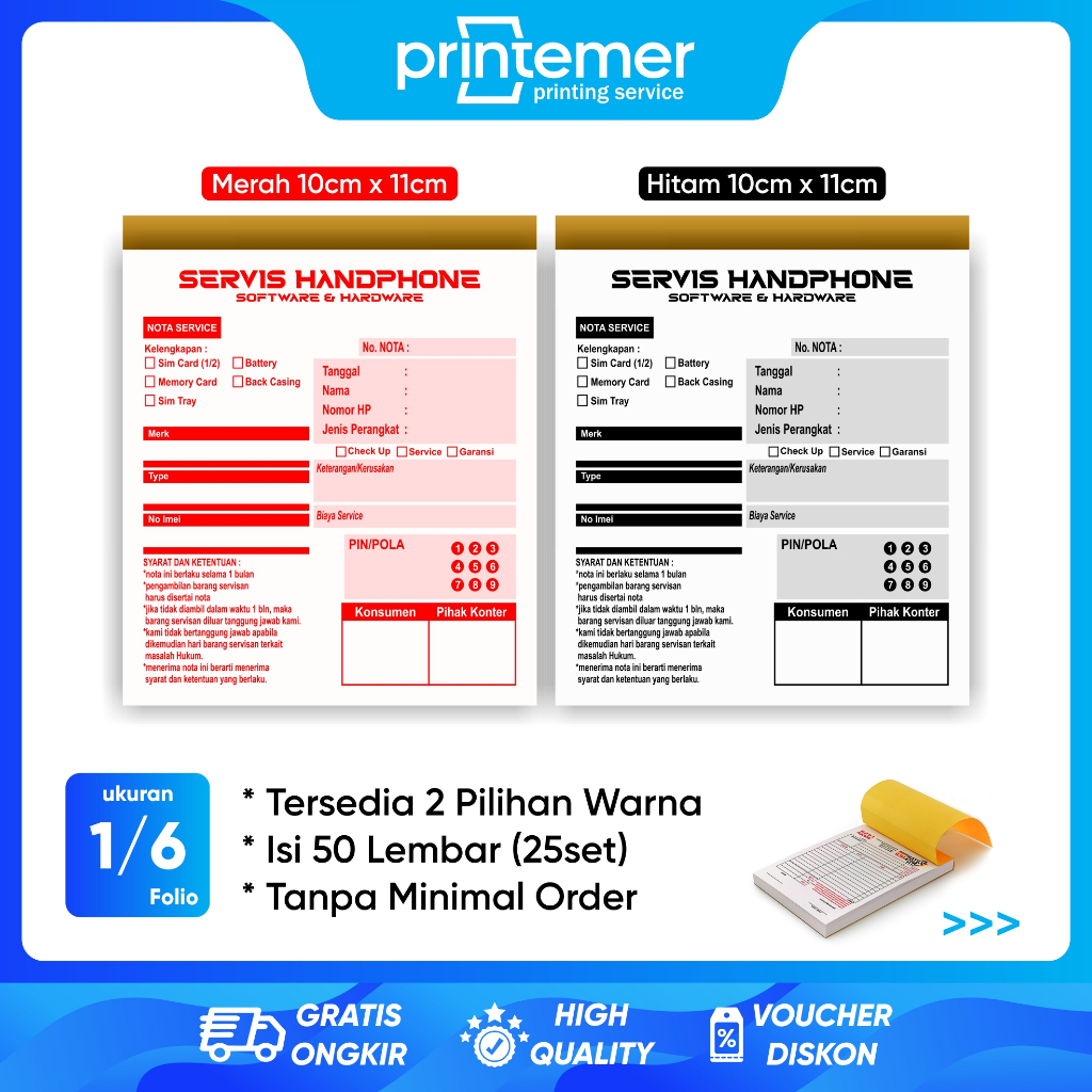Jual Nota Servis Handphone Siap Pakai 2 Ply (Non Custom) | Shopee Indonesia