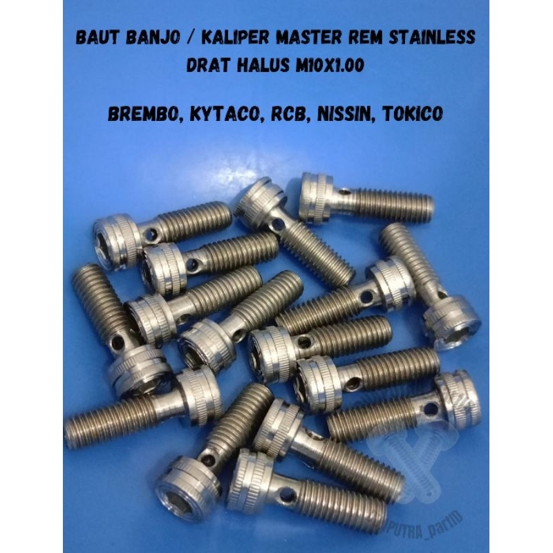 Jual Baut banjo bolt rem kaliper master brembo drat halus M10x1.00 Stainless stell baut nepel ...