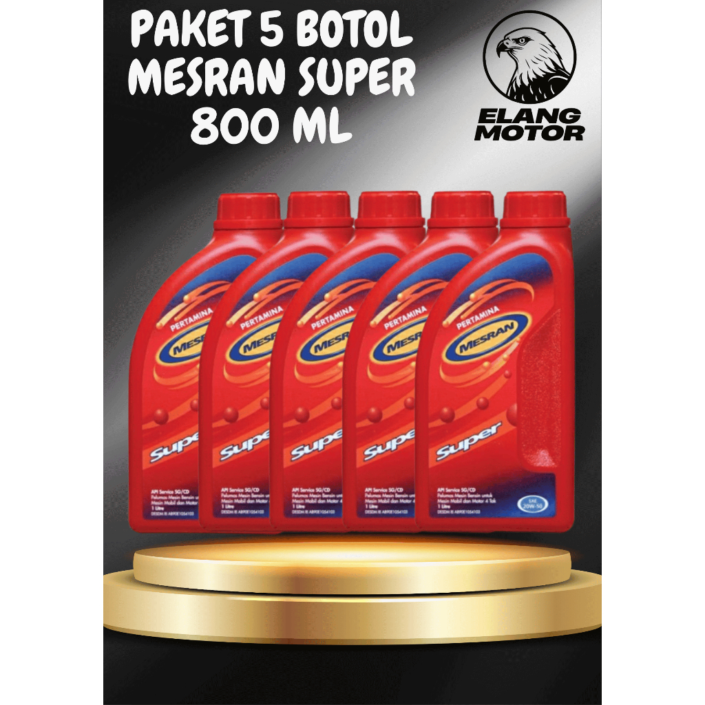 Jual 5 BOTOL Oli Pertamina Mesran Super 0.8L | Shopee Indonesia