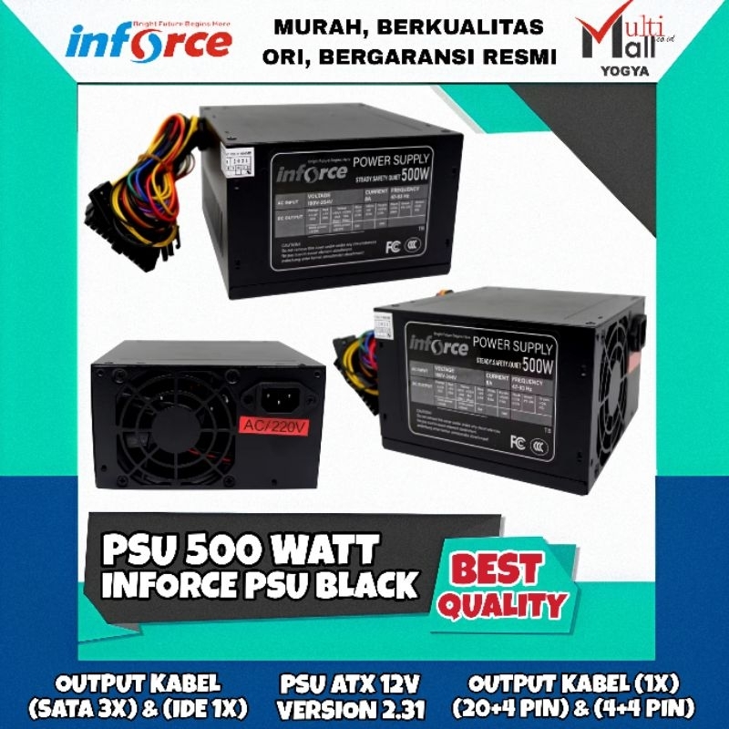 Jual Inforce Power Supply 500 Watt Black PSU 500W Superior ATX 12V ...