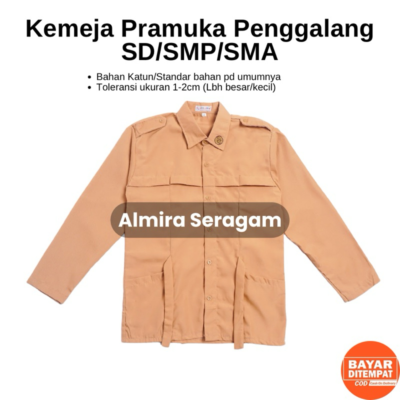 Jual Almira Seragam Sekolah Baju Kemeja Pramuka Lengan PANJANG Perempuan Penggalang Pembina ...