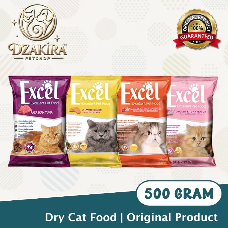 Jual excel dry cat food for adult with tuna /chicken/salmon flavour ...