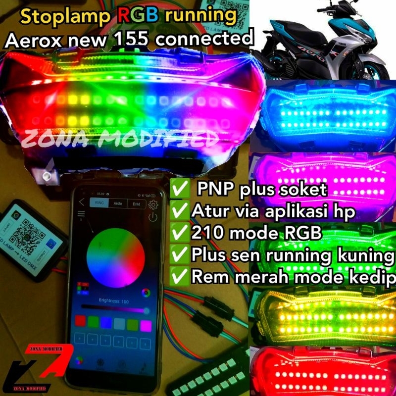 Jual Stoplamp Running RGB Smart Pro Aerox New 155 Connected Lampu Led ...