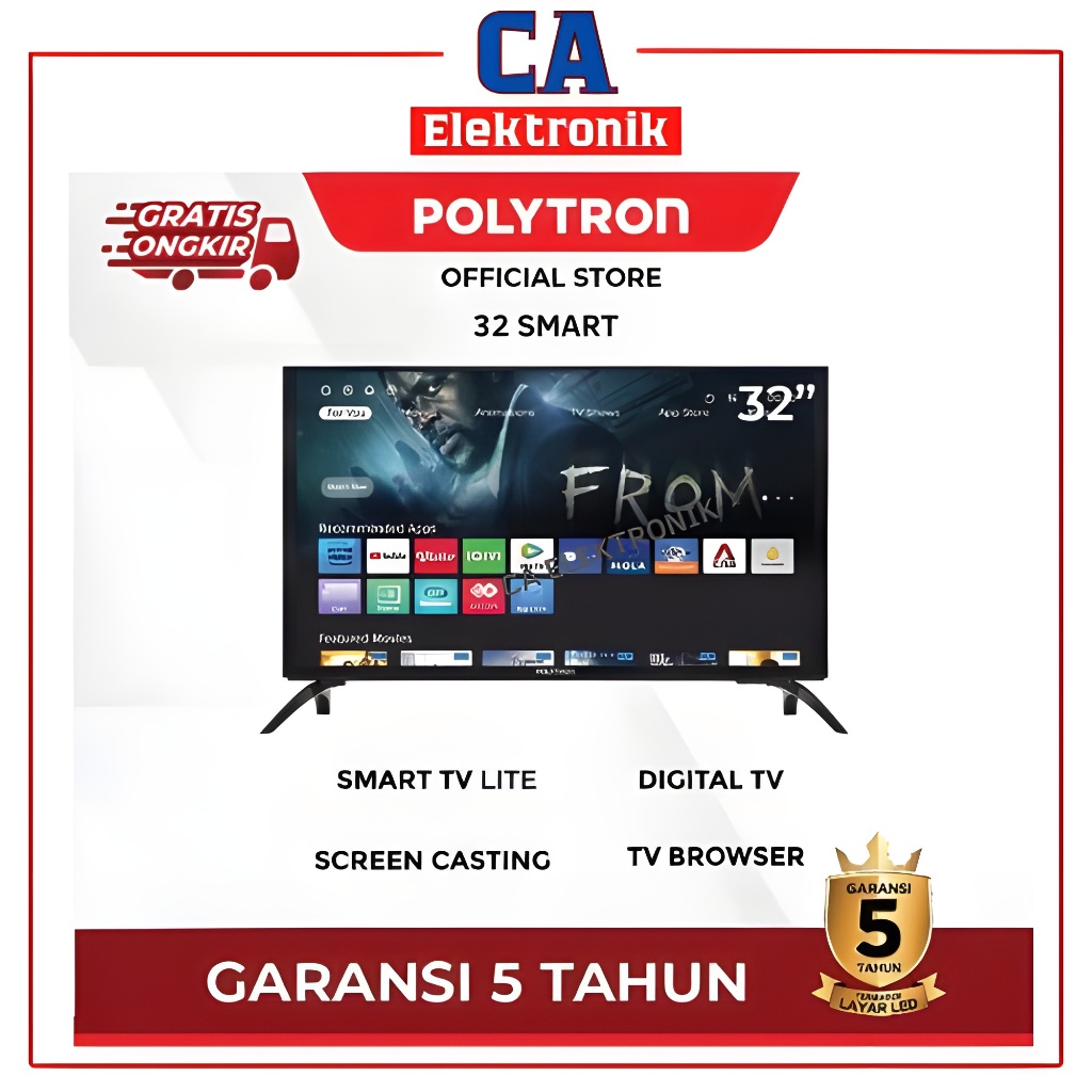 Jual TV POLYTRON SMART 32 INCH TV LED SMART TV 32CV1869 DVB T2 | Shopee ...