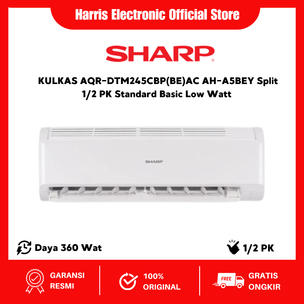 Jual SHARP AC AH-A5BEY Split 1/2 PK Standard Basic Low Watt Garansi Resmi | Shopee Indonesia