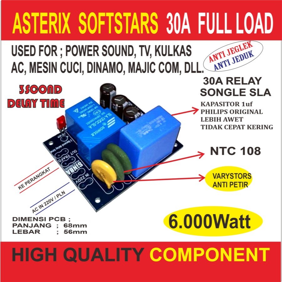 Jual autostart slowstart softstart starting anti jeglek ASTERIX 30a FULL LOAD SONGLE SLA RELAY ...