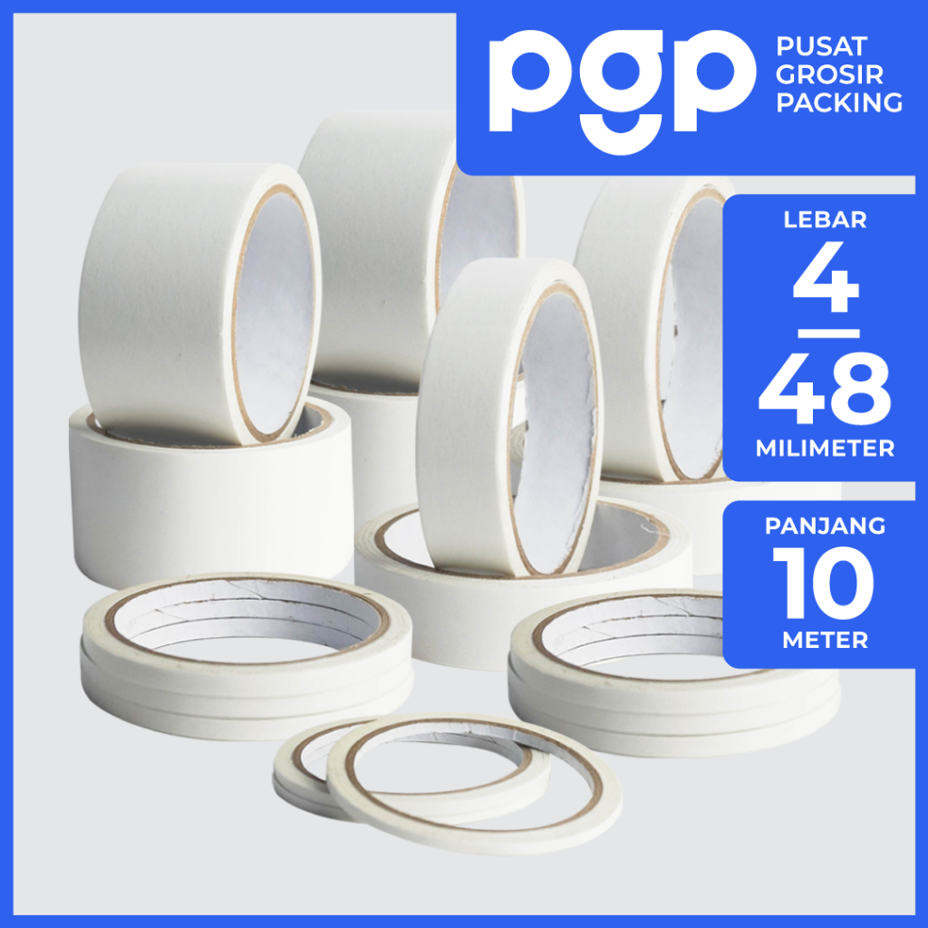 Jual Double Tape Kertas Aneka Ukuran 4-48mm x 10 Meter | 1 Slop Isi 6 ...