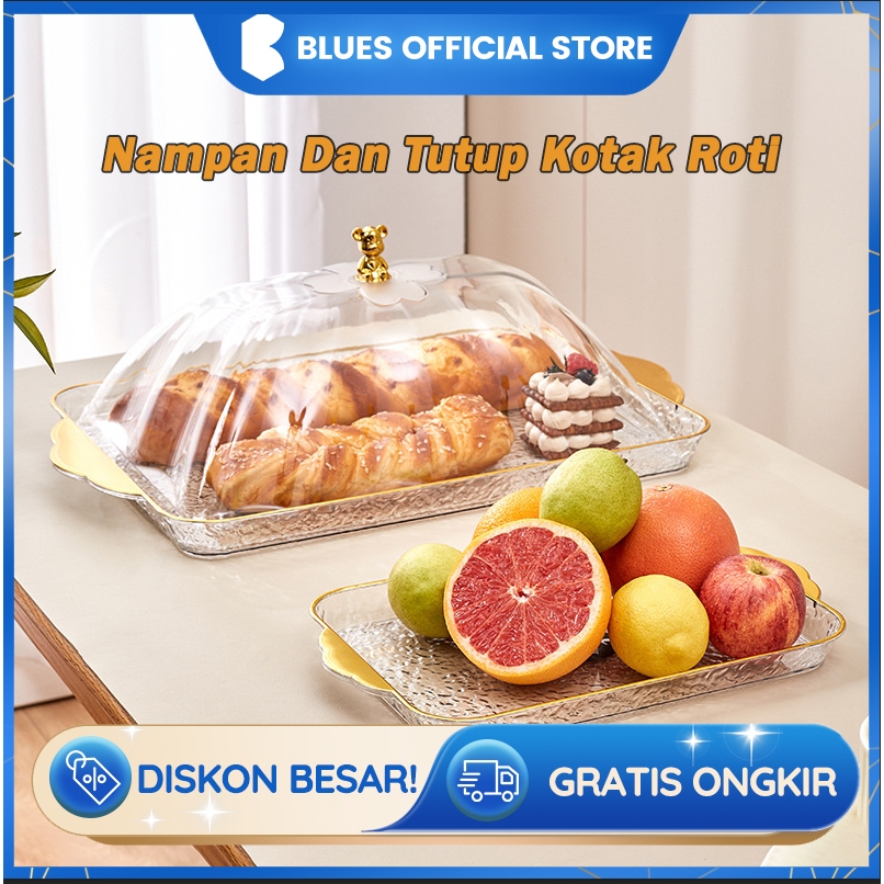 Jual Tempat roti Set Nampan dan Tutup Roti Emas Mewah Aesthetic kue ...