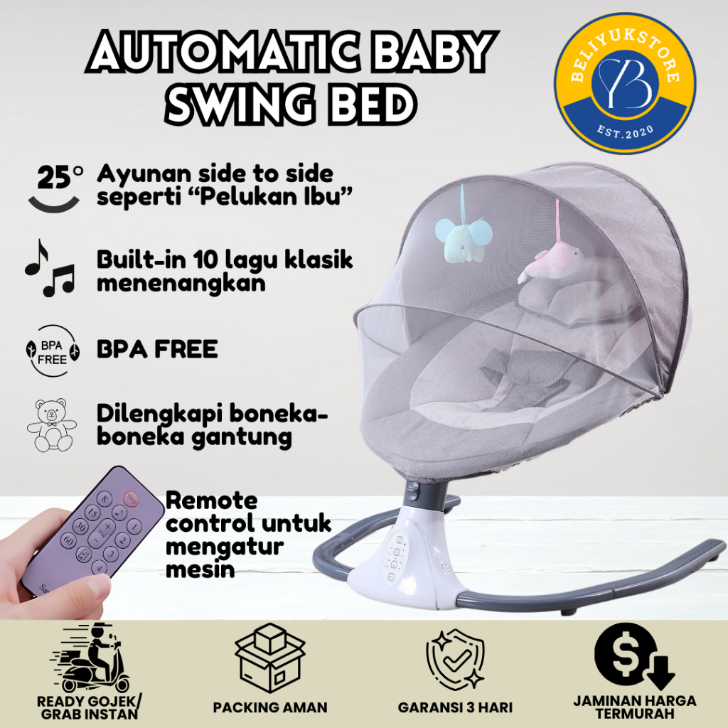 Jual Automatic Baby Swing With Remote Control Ayunan Bayi Bouncer ...