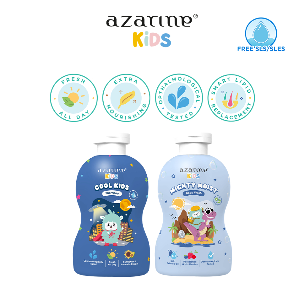 Jual Azarine Kids Duo Pack For Boys - Cool Kids Shampoo & Mighty Moist ...