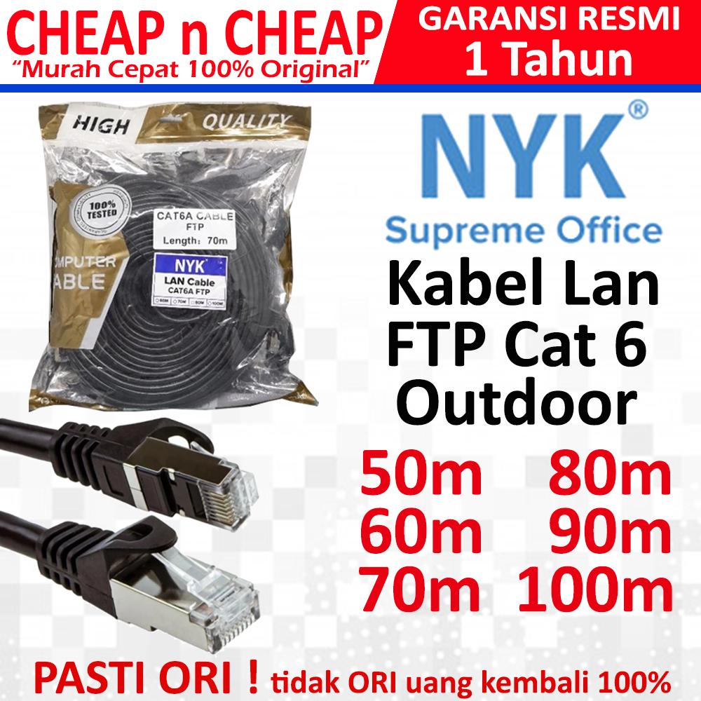 Jual NYK Kabel Lan FTP Cat 6A 50 60 70 80 90 100 meter - UTP Patch Cord Data Internet STB Router ...