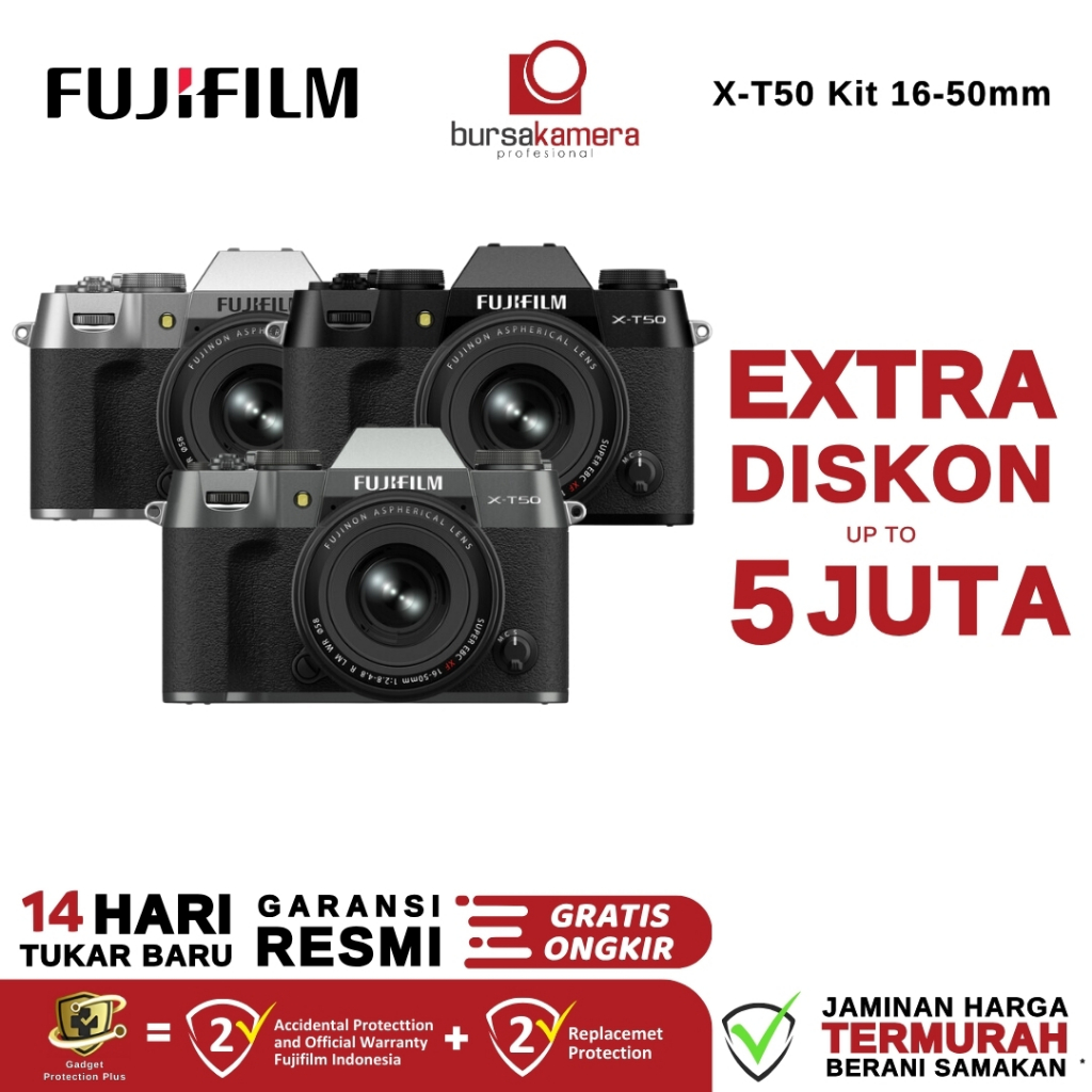 Jual FUJIFILM X-T50 Kit XF 16-50mm Digital Mirrorless Camera Fuji XT50 XT-50 X T50 Kit XF 16 ...