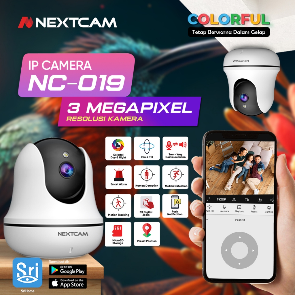 Jual Nextcam kamera cctv smart wireless wifi ipcam 3mp Fhd colorful tetap berwarna dalam gelap ...