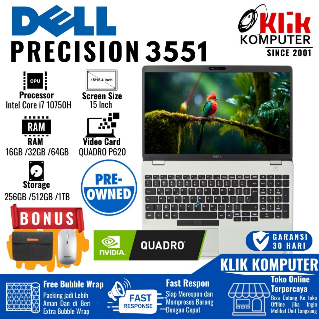 Jual Dell Precision 3551 INTEL GEN 10TH Workstation Quadro Notebook ...